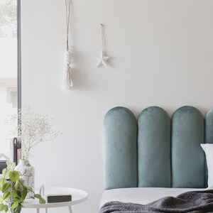 Upholstered Hurdles Wall Panels, Rounded Fence Headboard, Bed Padded ...