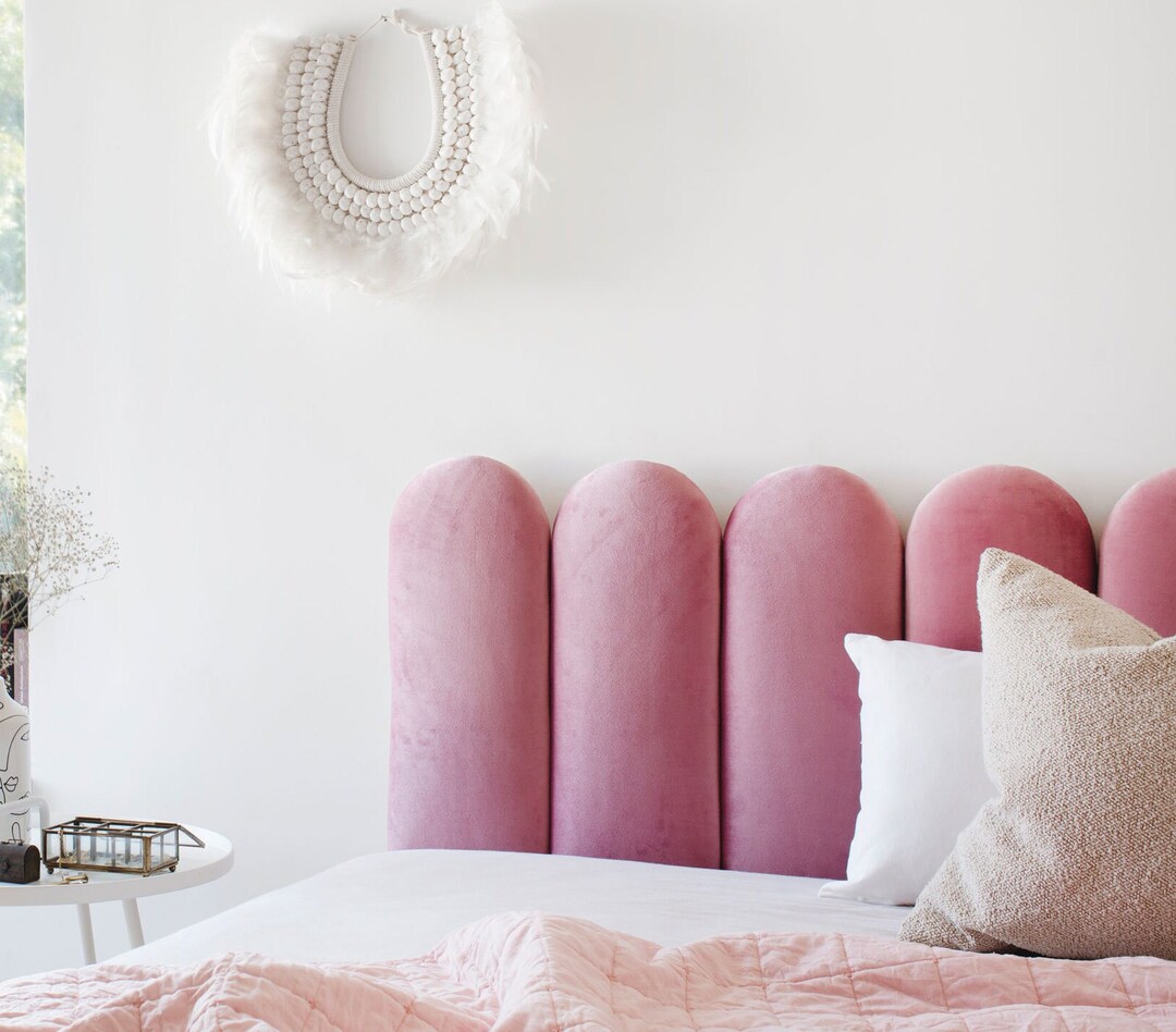 Upholstered Hurdles Wall Panels, Rounded Fence Headboard, Bed Padded ...