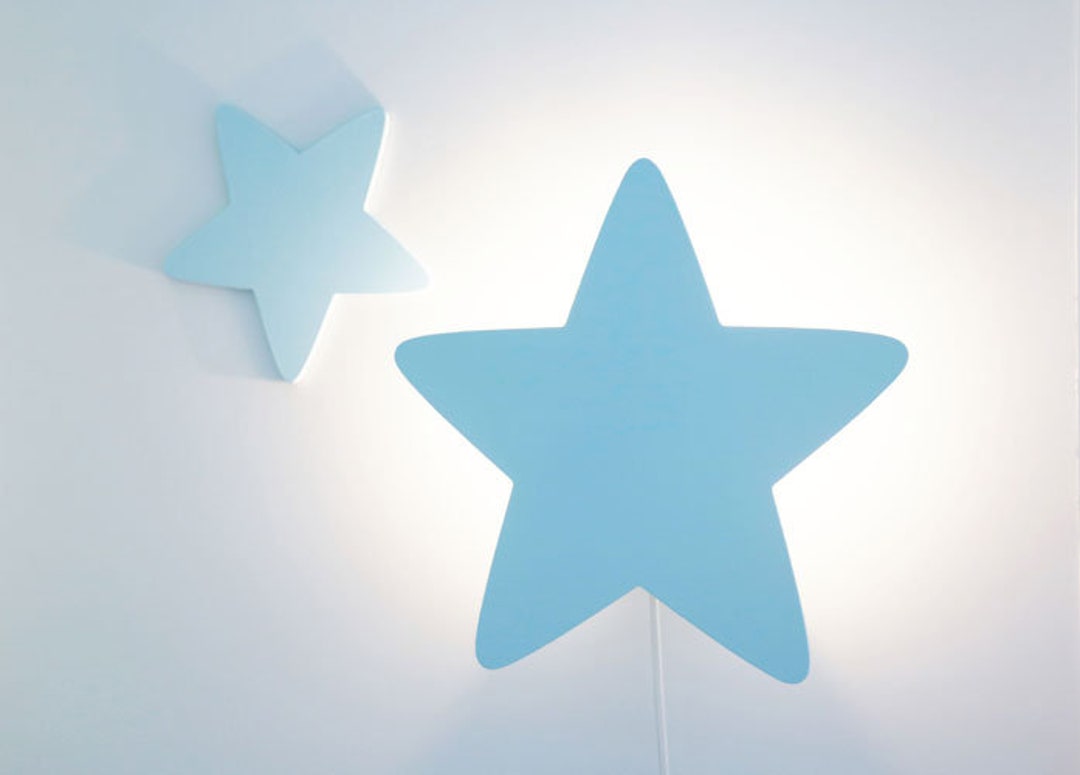 Blue Star Night Light, Star Wall Lamp, Star Wall Light, Baby Nursery ...
