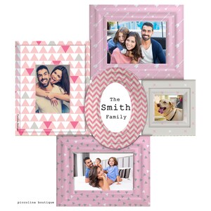 Pink Modern Collage Picture Frame, Fridge Magnet Photo Frame ...