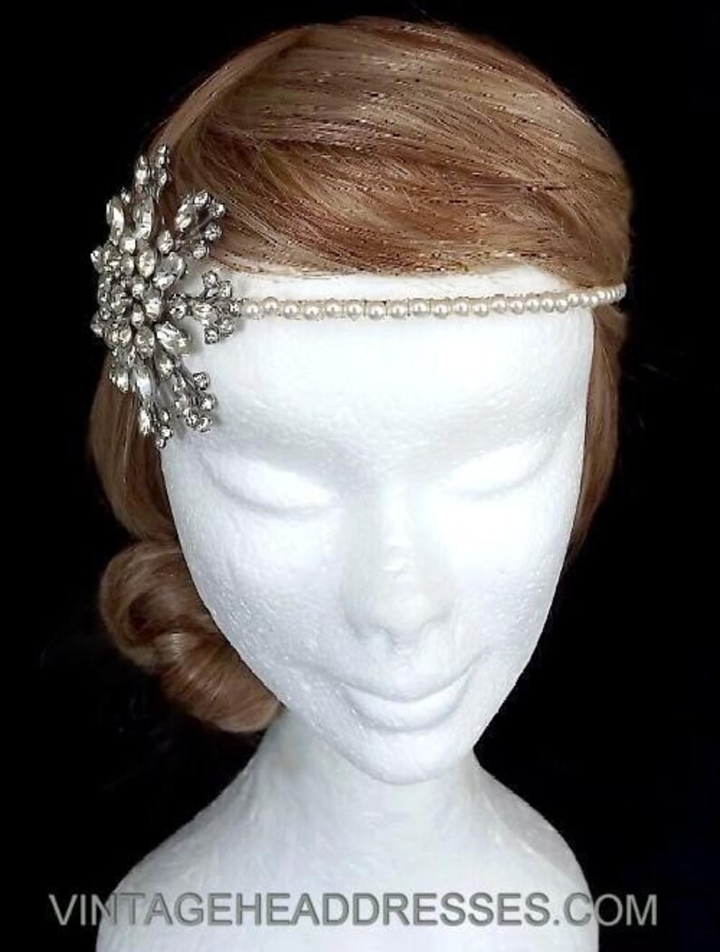 Vintage Bridal Headpiece Boho Art Deco Floral Bohemian Vintage