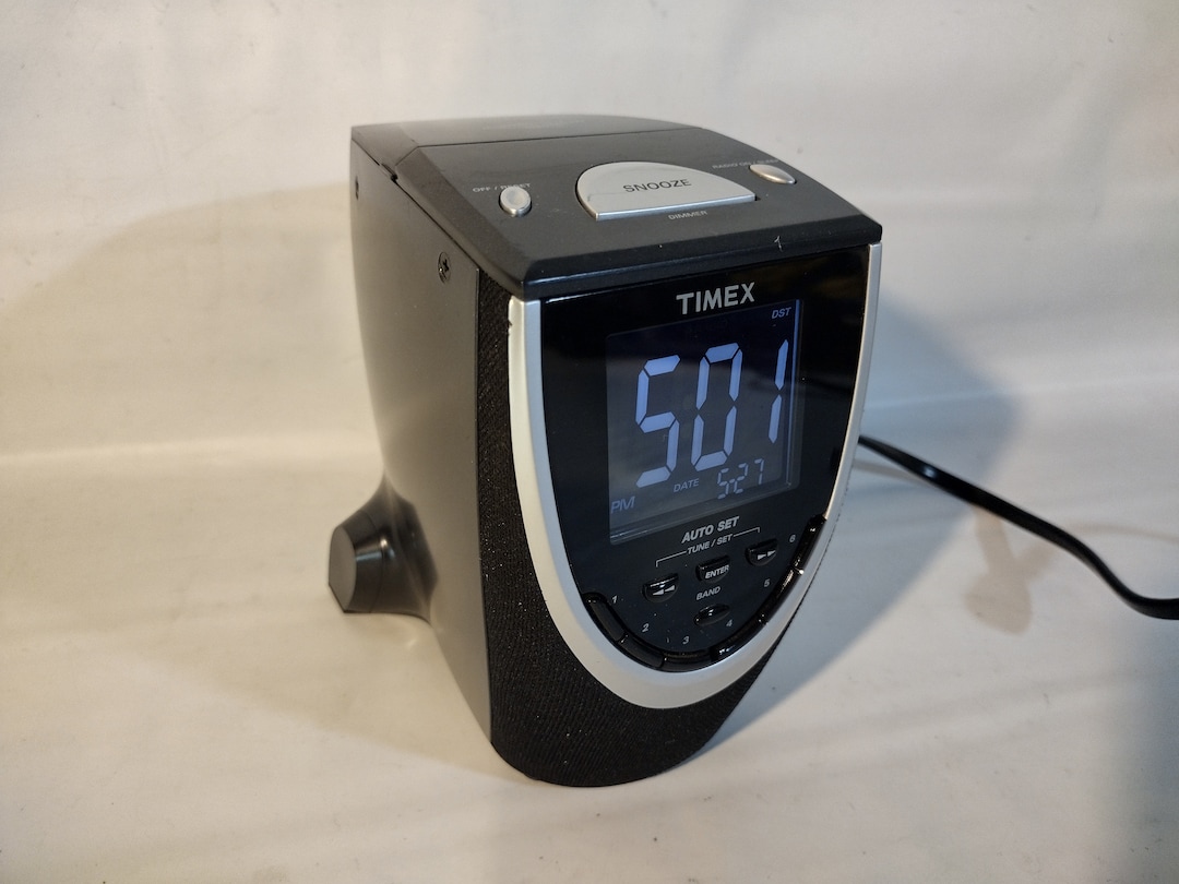 Timex Black Auto-set Dual Alarm Preset Tuning Cube Clock Radio T313B - Etsy