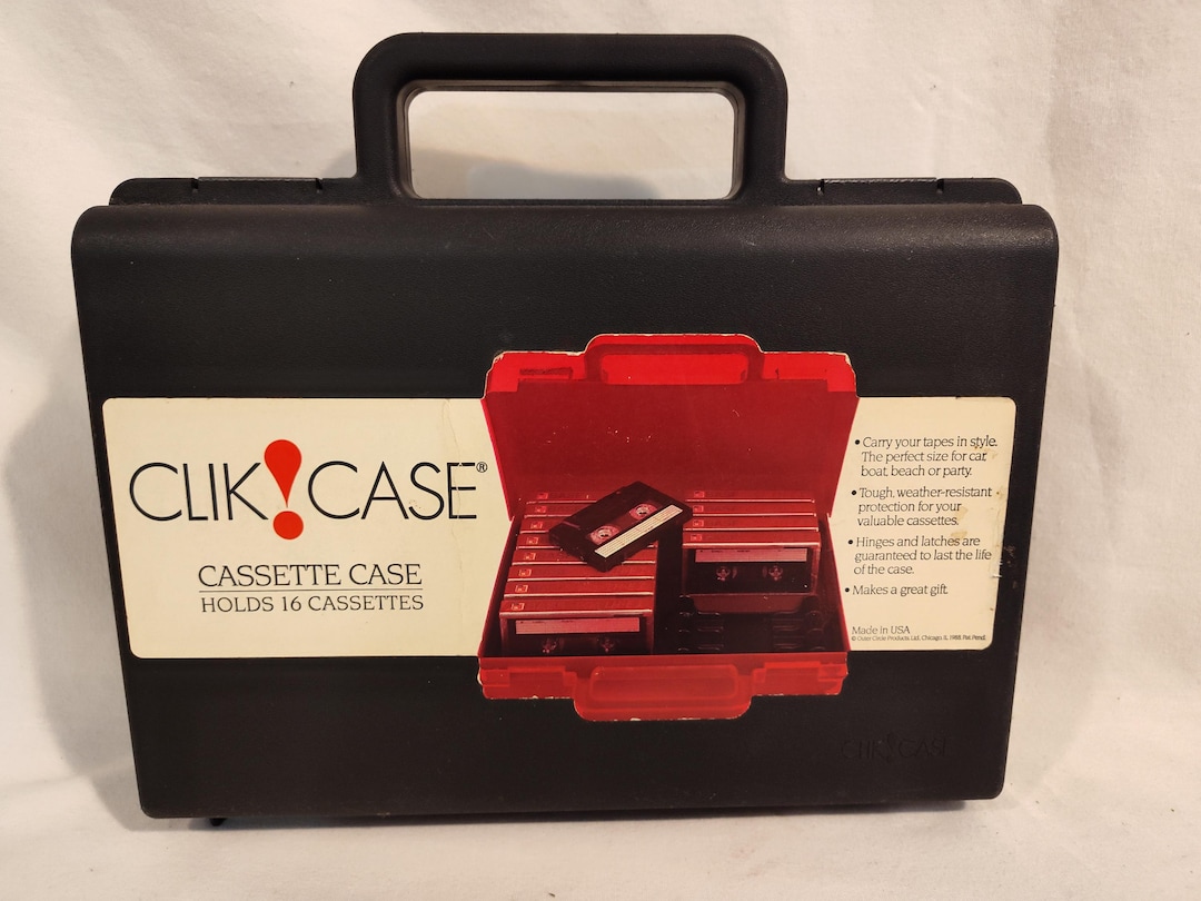 Clik Case 16 Cassette Tape Black Plastic Storage Carrying Travel Case ...