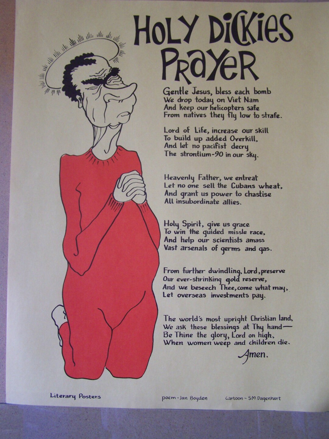 Vintage Original Holy Dickies Prayer Satirical Richard Nixon Poster - Etsy