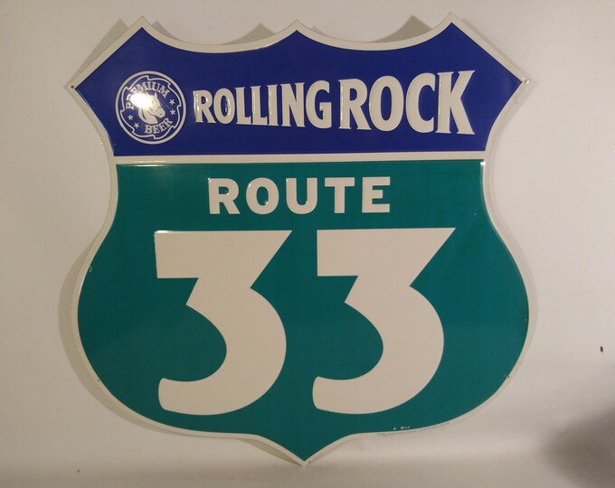 Rolling Rock Route 33 Embossed Metal Highway Style Beer Sign 23 X 23 ...
