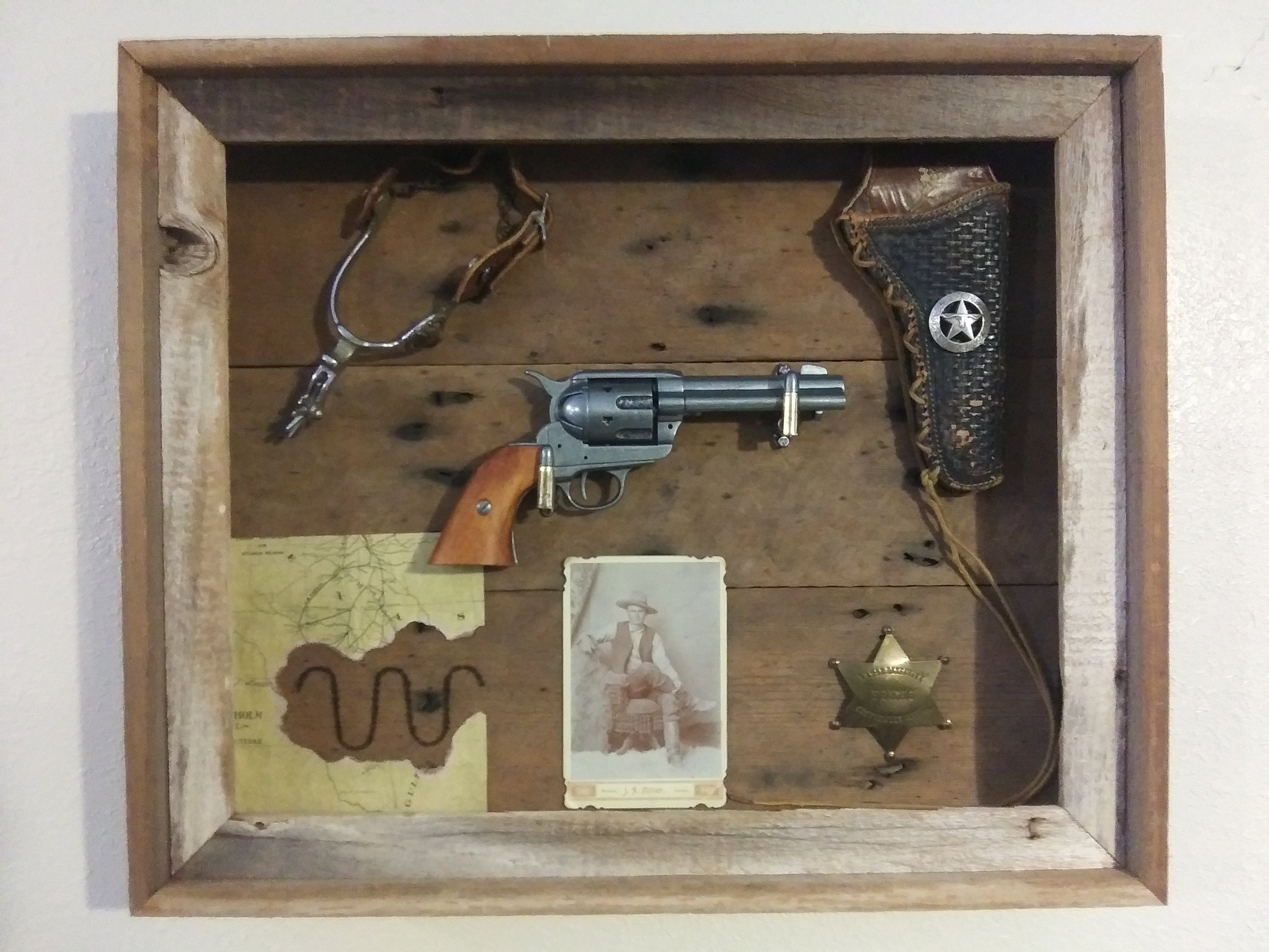 Rustic Western Shadow Box with non-firing Colt Peacemaker | Etsy
