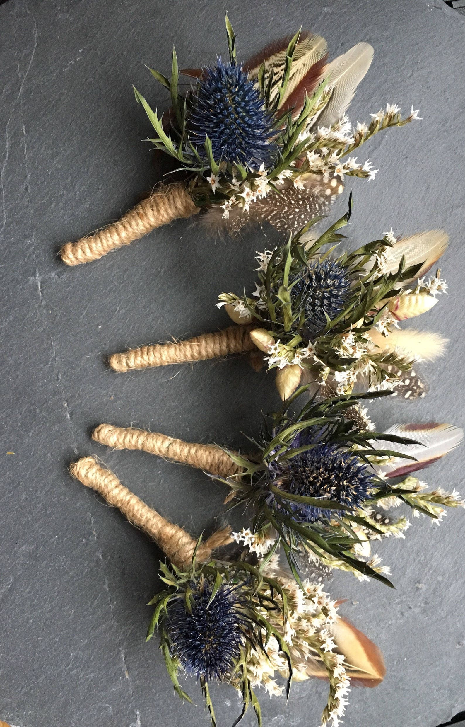 Dried Thistle Buttonhole Rustic Dried Buttonhole Boutonniere Feather ...