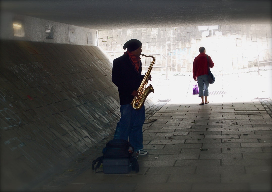 Urban Cool. Jazz Saxophone. Saxophone Player Busking in Urban - Etsy