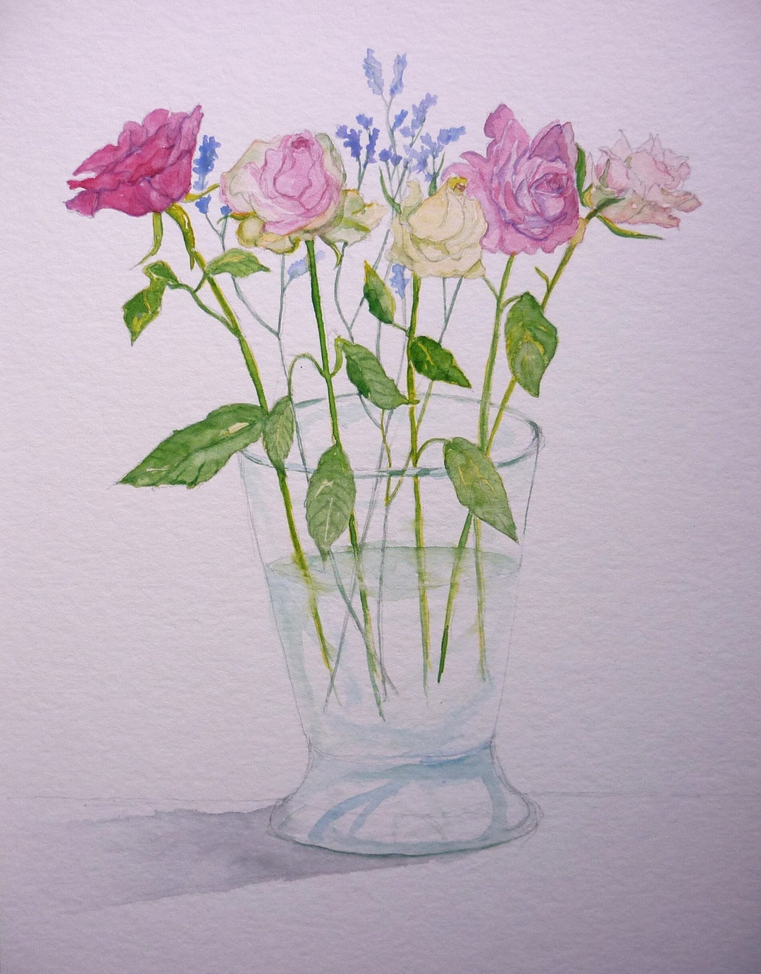 Roses Print Gift for Her Birthday Roses Print Floral Print Pink and ...