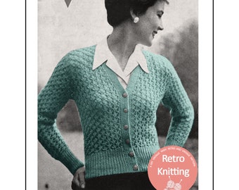 No.241 Knitting Pattern Vintage PDF for Women Rose Lace Cardigan 1960's ...