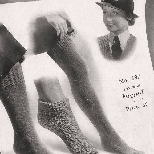 1940s Stockings and Socks PDF Knitting Pattern - Etsy