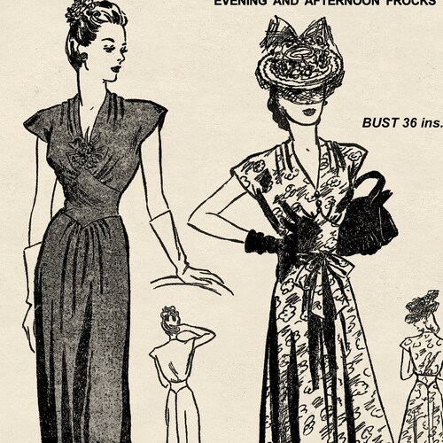 1940's Dinner to Dance Evening Dress Sewing Pattern - Etsy