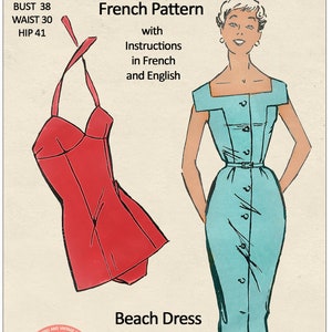 1950's Bombshell Bathing Suit and Beach Dress PDF Print at - Etsy