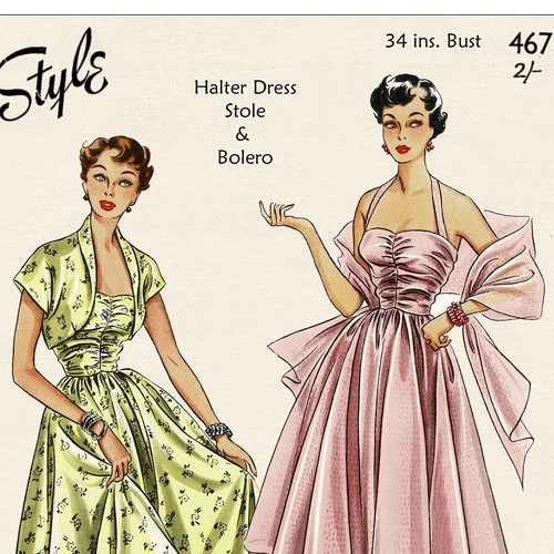 1950s Halter Dress & Bolero PDF Print at Home Sewing Pattern - Etsy UK