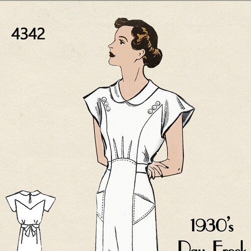 1930s Tea Frock Ready Printed Sewing Pattern Bust 32 Etsy