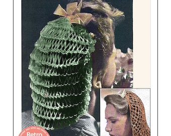 Vintage Knitting/crochet Pattern 1940s/ww2 Lady's Snoods/hair Nets. 4 ...