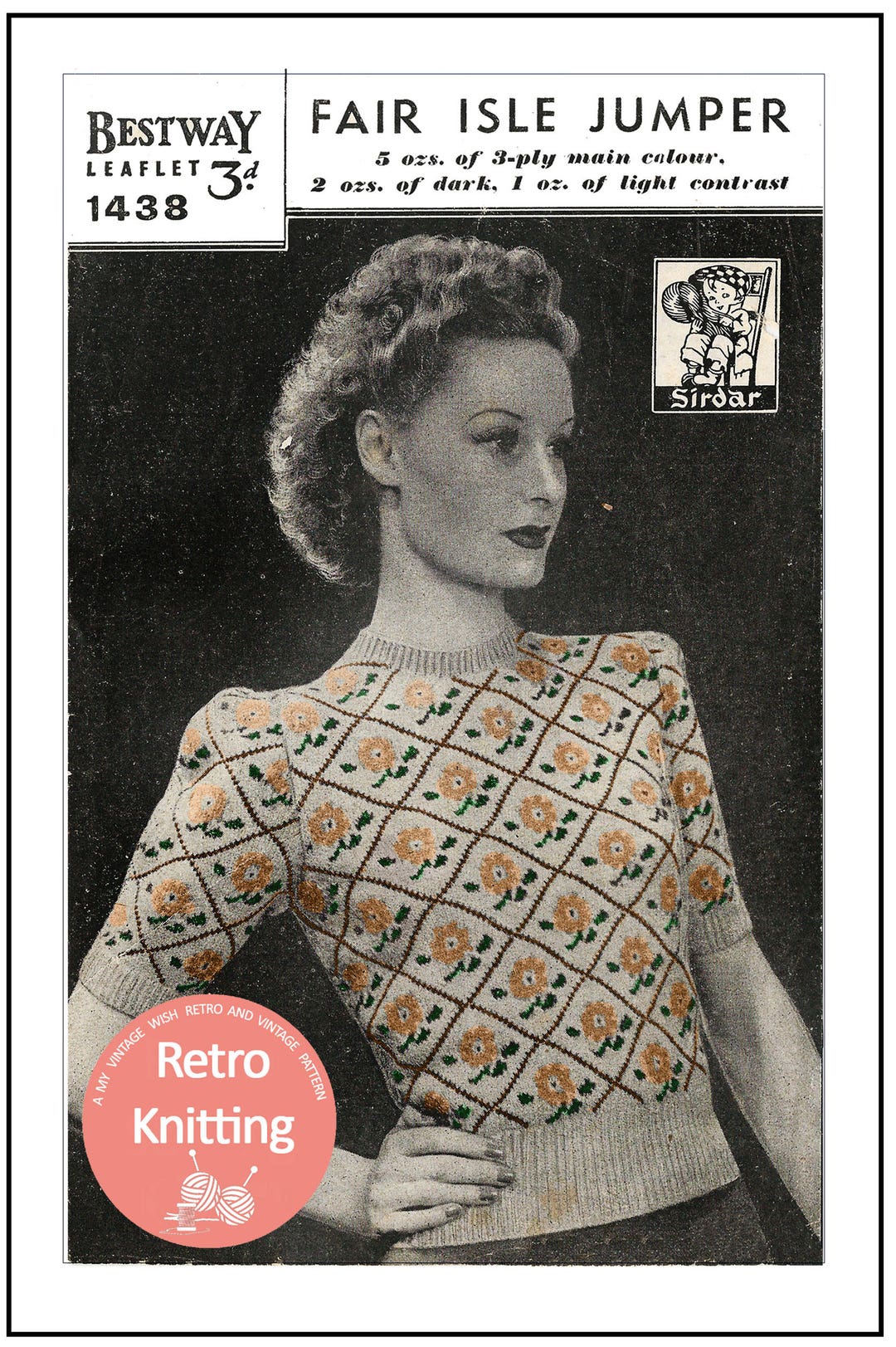 1940's Rose Fair Isle Sweater PDF Knitting Pattern - Etsy