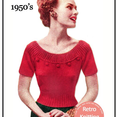 1950's Pin up Rockabilly Style Yoked Blouse PDF Knitting - Etsy
