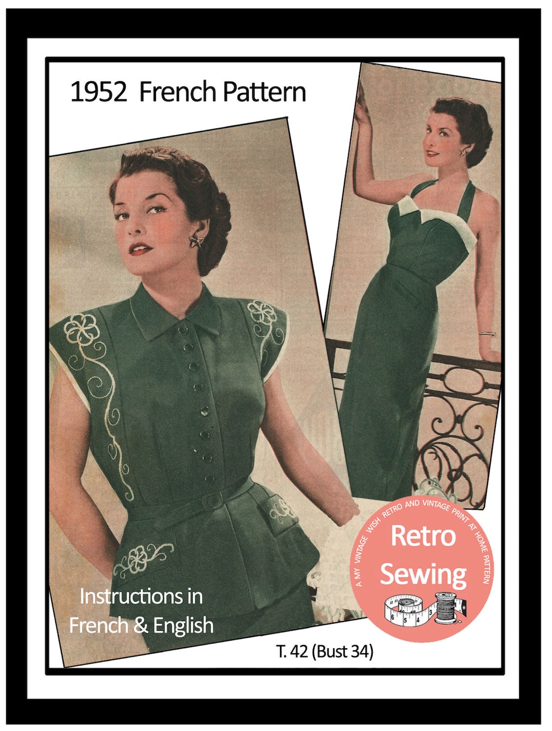 1950s Halter Dress & Bolero Vintage Sewing Pattern Paper Sewing Pattern ...