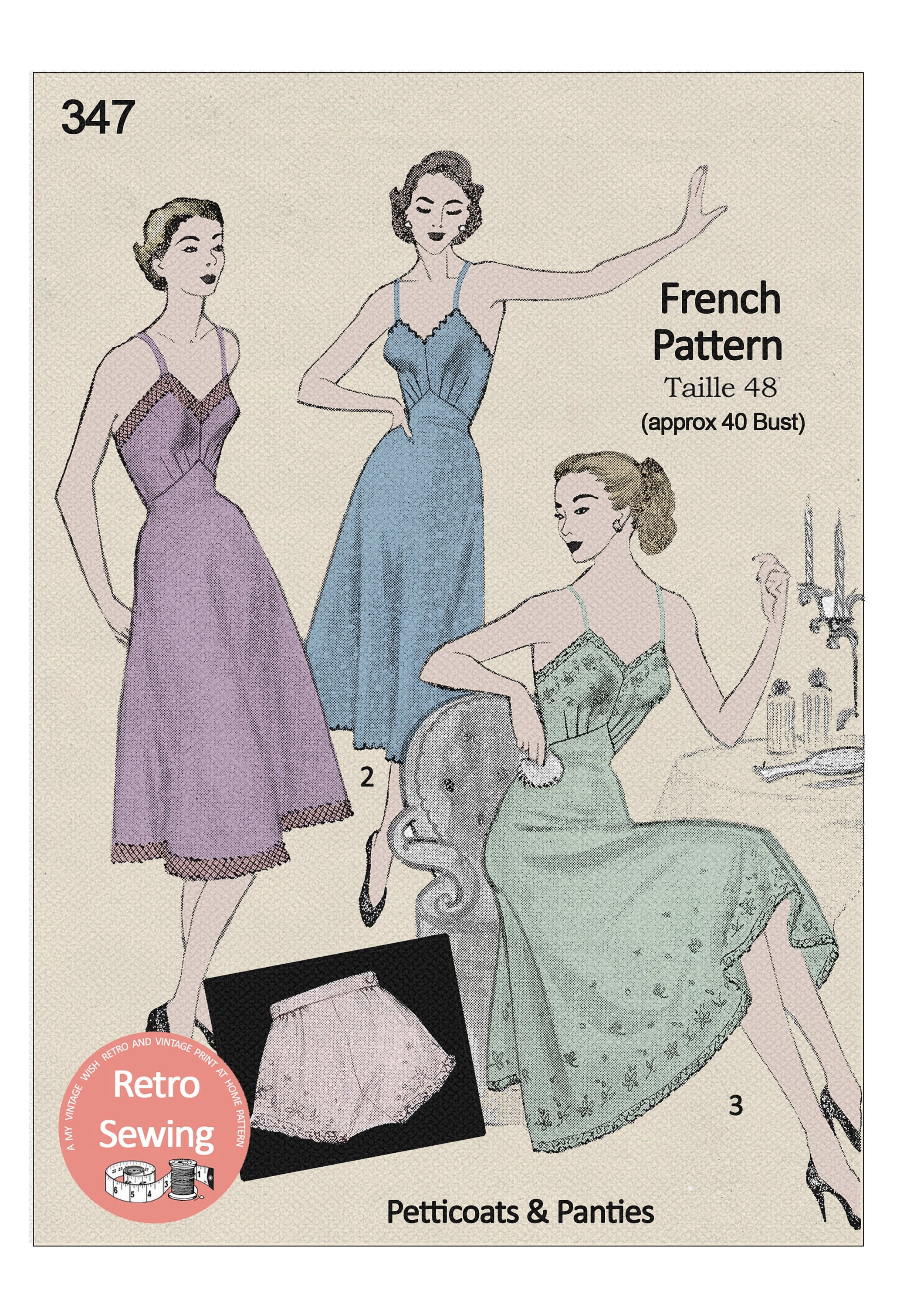 1950's Petticoat and Panties PDF French Sewing Pattern | Etsy