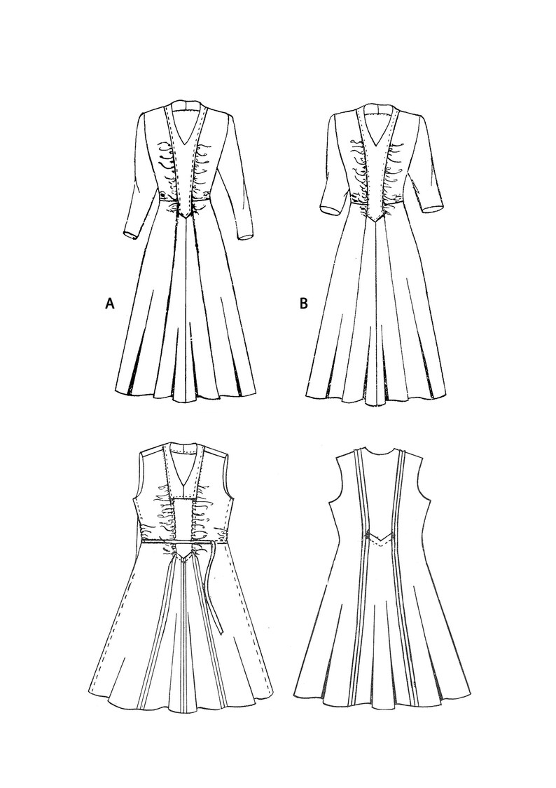 1940s Tea Dress Sewing Pattern PDF: Plus Size Bust 42" - Etsy