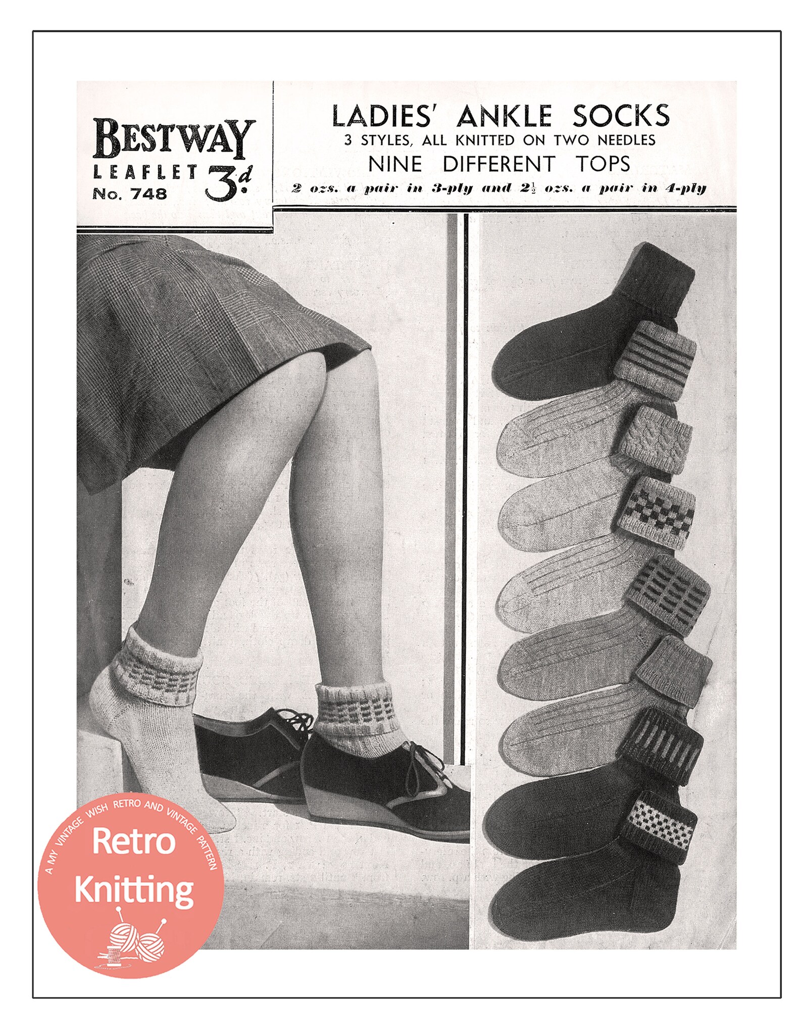 1940's Ladies' Ankle Socks PDF Knitting Pattern - Etsy