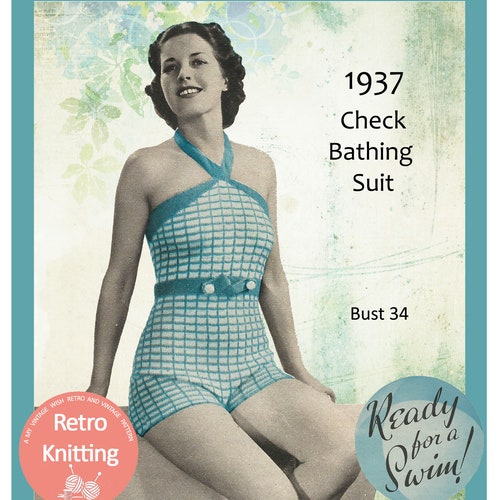 1930's Check Bathing Suit PDF Knitting Pattern - Etsy Australia