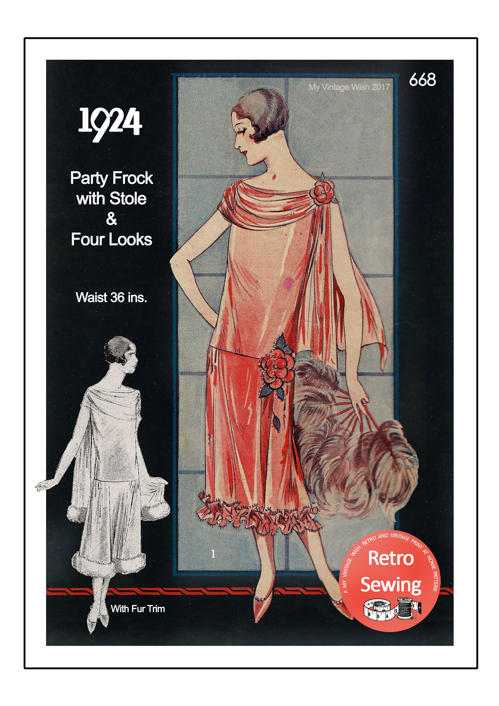 1920's Flapper Party Dress Sewing Pattern Ready Printed | Etsy