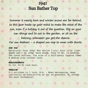 1940s Sun-top Vintage PDF Knitting Pattern Bust 33-35 - Etsy