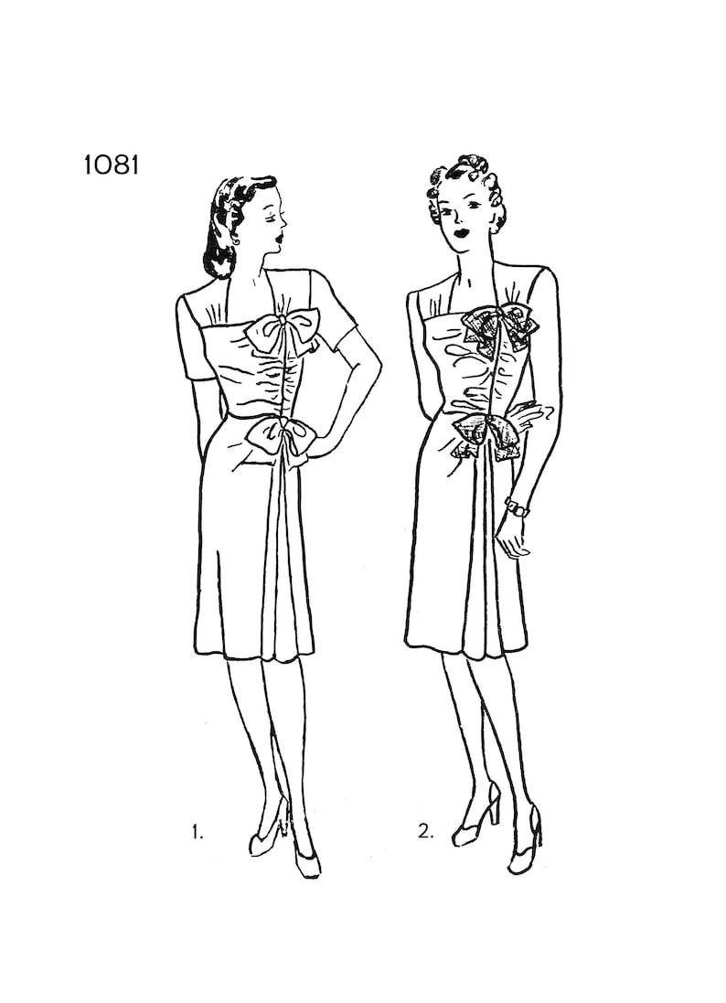 1940s Dinner or Cocktail Dress PDF Sewing Pattern Bust 34 - Etsy