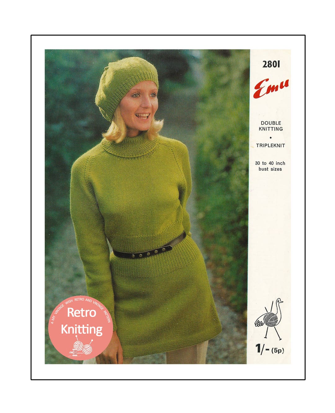 70's Tunic Sweater and Beanie Knitting Pattern - PDF Knitting Pattern ...