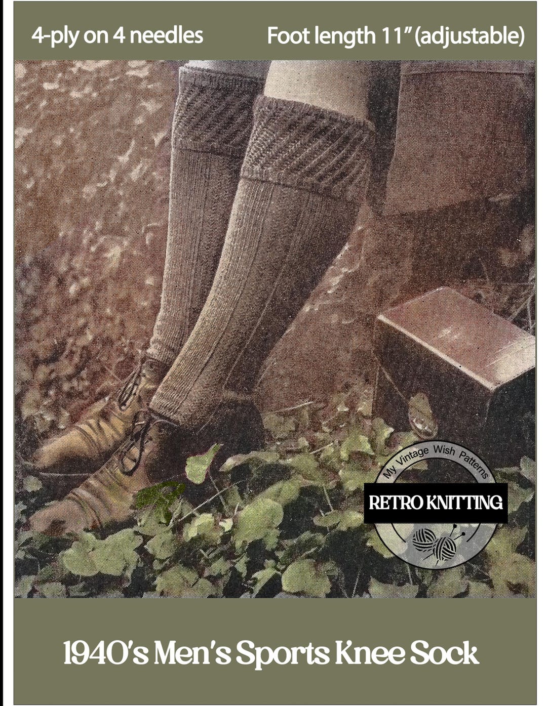 1940s Men's Ribbed Knee Socks Knitting Pattern – PDF Instant Download ...