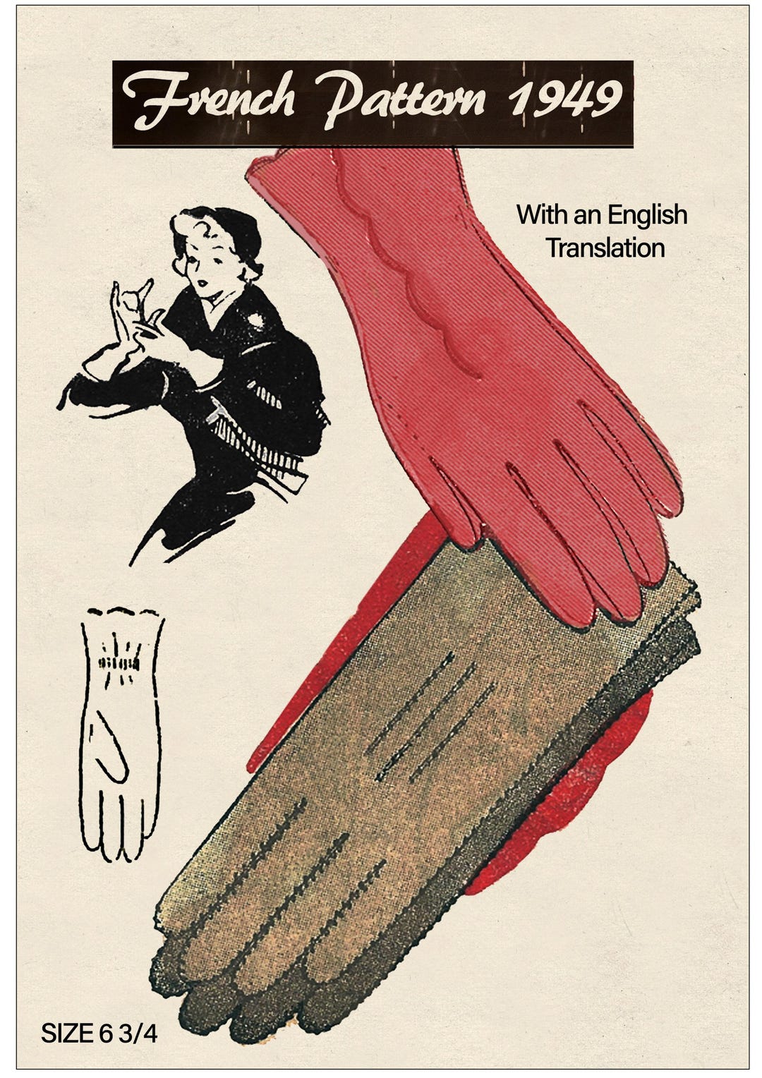 1940s Ladies Gloves Sewing Pattern – Vintage French Gauntlet Style PDF ...