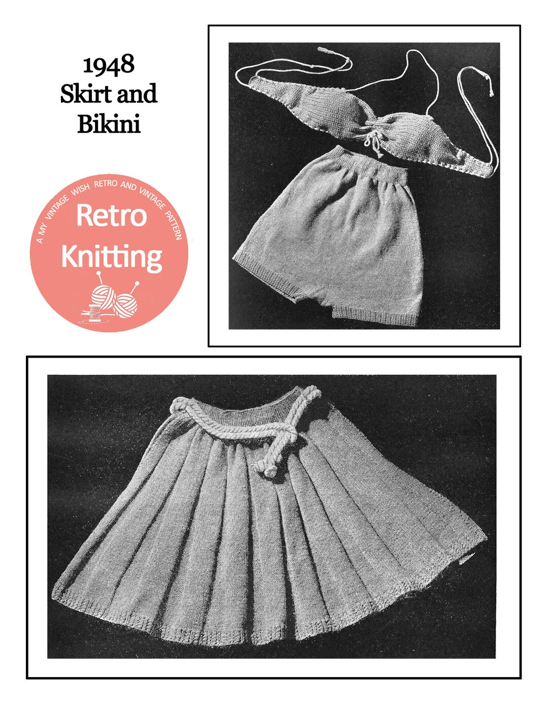 Swim Suit Set 1940's Vintage Knitting Pattern PDF Instant Download - Etsy