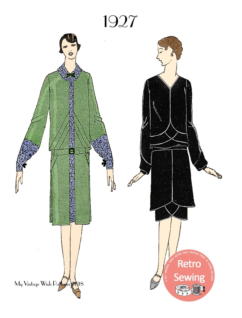 1920s Flapper Dresses and Dressing Robe Trace off Patterns - Etsy