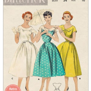 1950s Yoked Summer Dress PDF Print at Home Sewing Pattern Bust 34 - Etsy