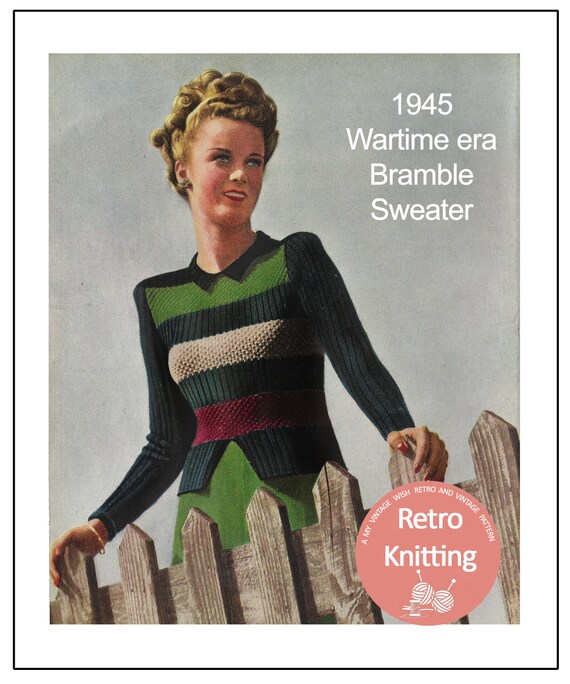 1945 Wartime Striped Sweater PDF Knitting Pattern | Etsy