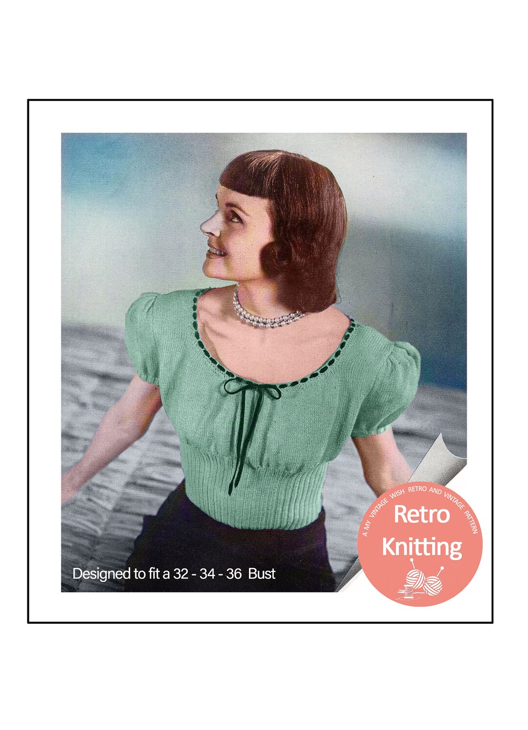 1940s Pin up Sweater PDF Knitting Pattern Multi-size 32-34-36 - Etsy