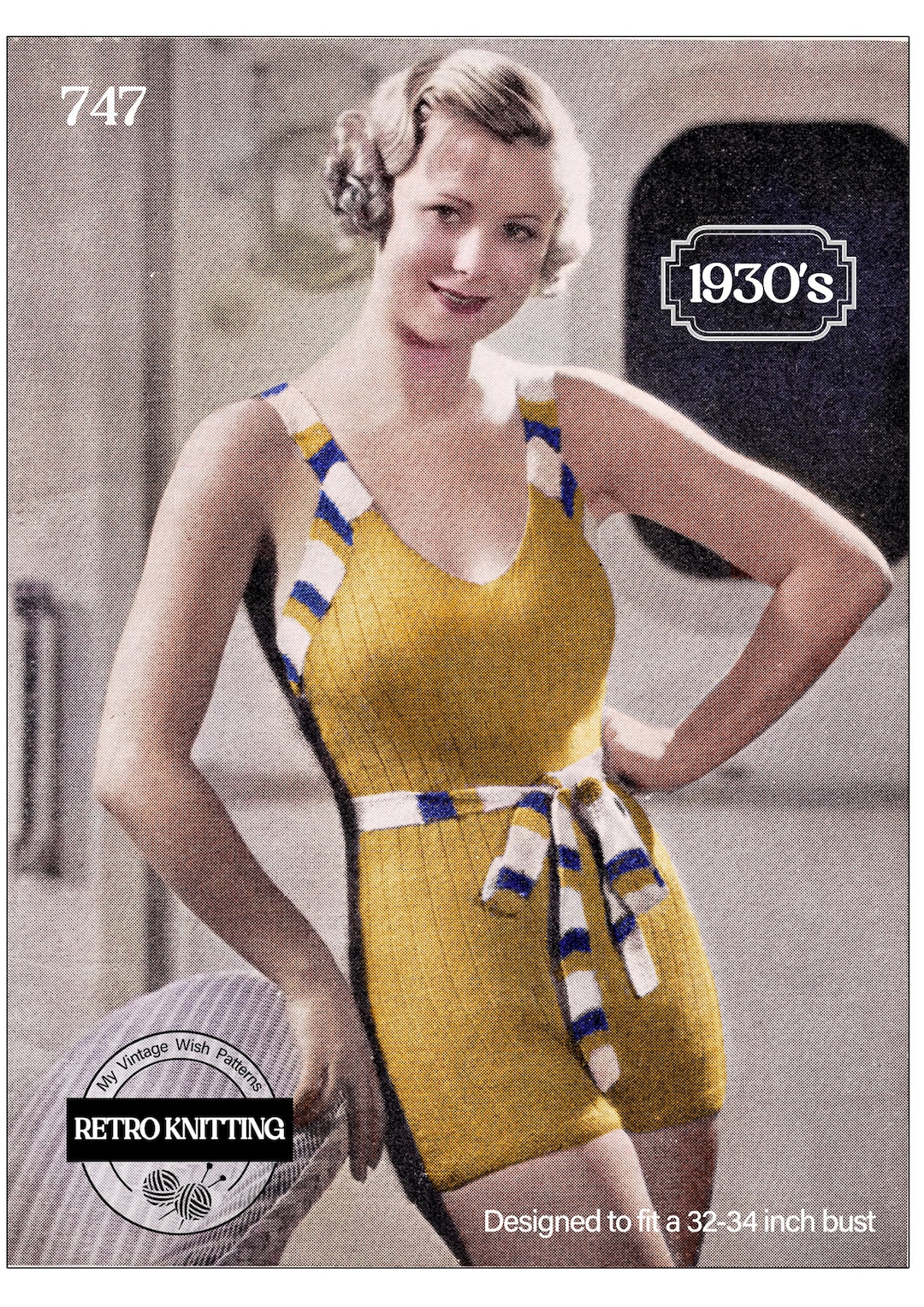 1930s Slim Ribbed Swimsuit PDF Knitting Pattern Bust 32-34 - Etsy