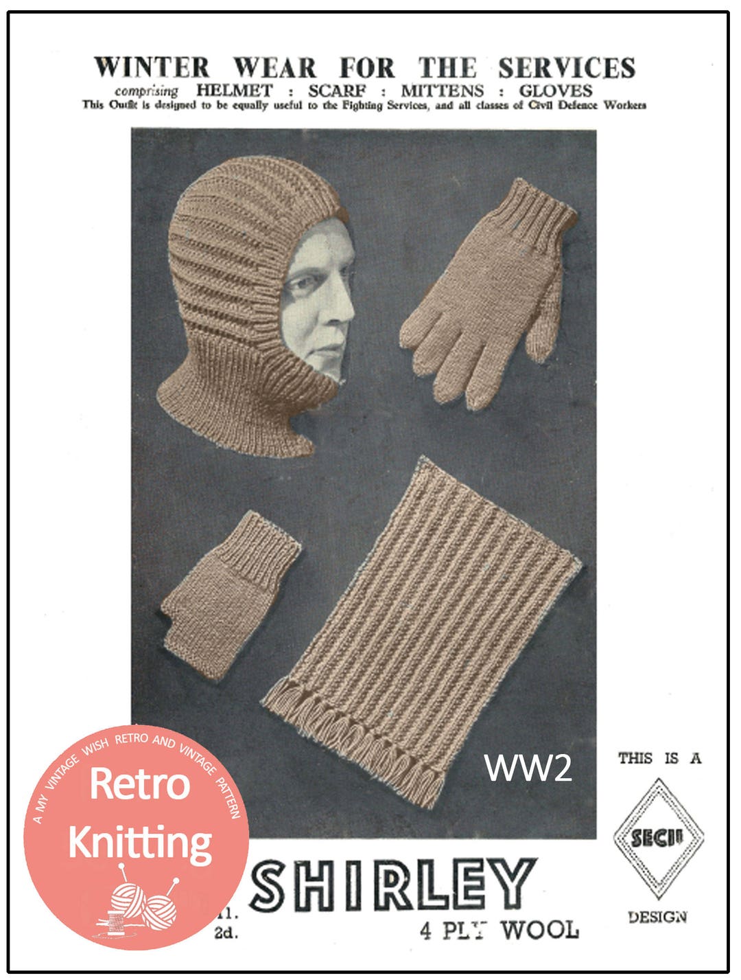1940s Wartime Services Vintage Vintage Knitting Pattern - PDF Instant ...