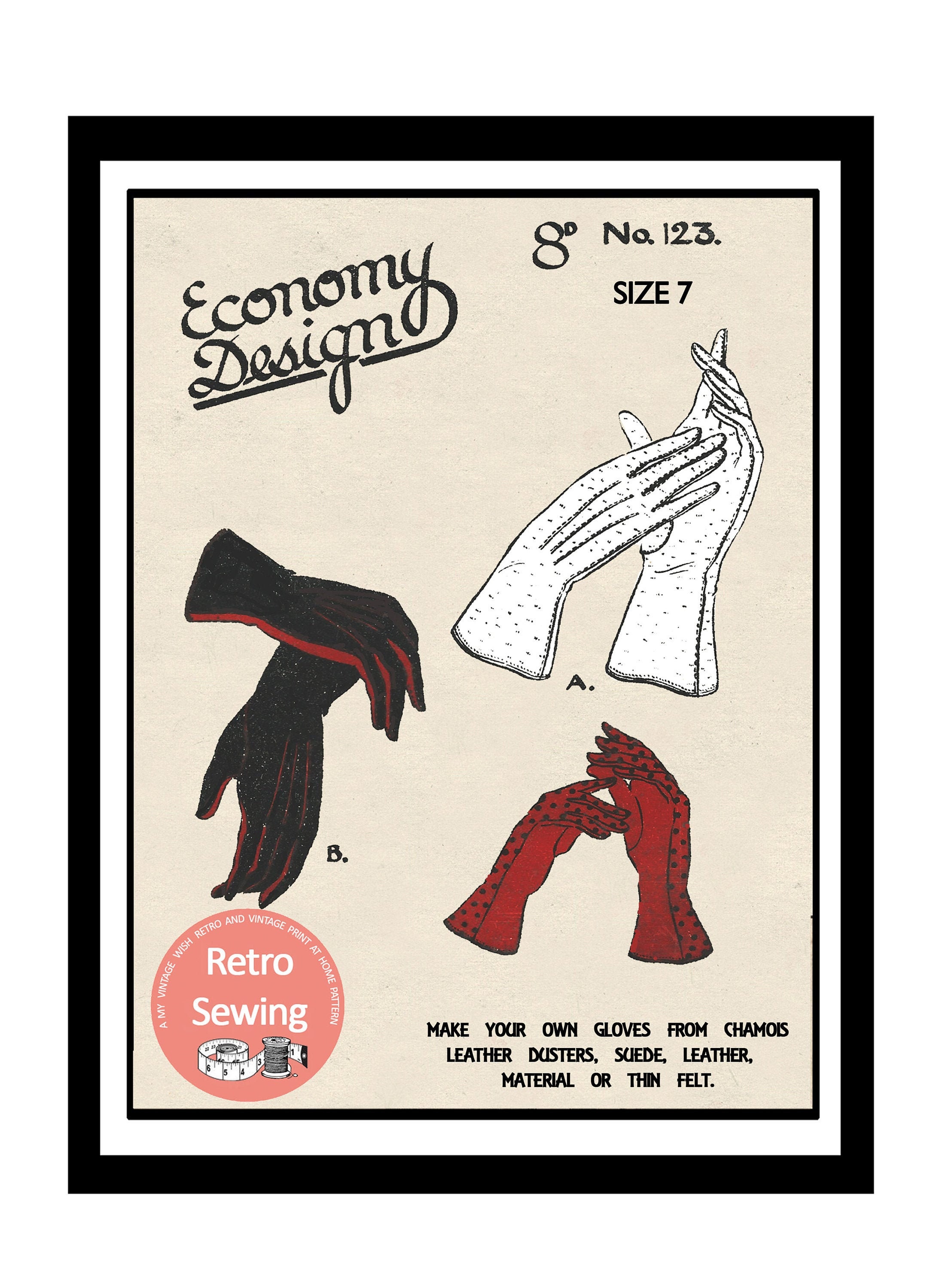 1940's Ladies Gloves Size 7 PDF Sewing Pattern | Etsy