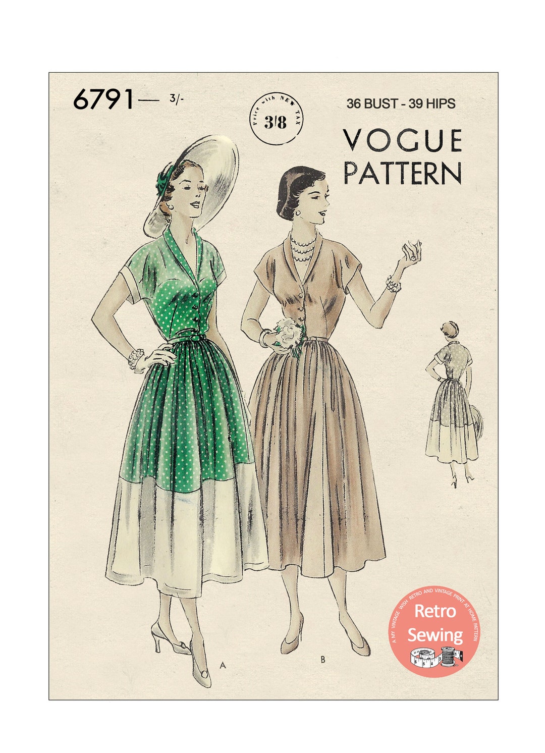 1940's Summer Dress PDF Print at Home Sewing Pattern - Etsy