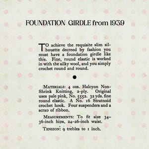 1930s Vintage Crochet Girdle PDF Pattern - Retro Lingerie DIY ...