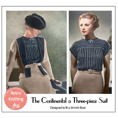 1930s 1934 Benedictine Knit Tunic Blouse and Skirt Set PDF - Etsy