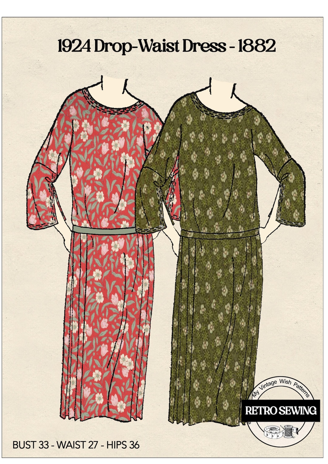 1920's Flapper Dress With Kimono Sleeves PDF Sewing Pattern - Etsy