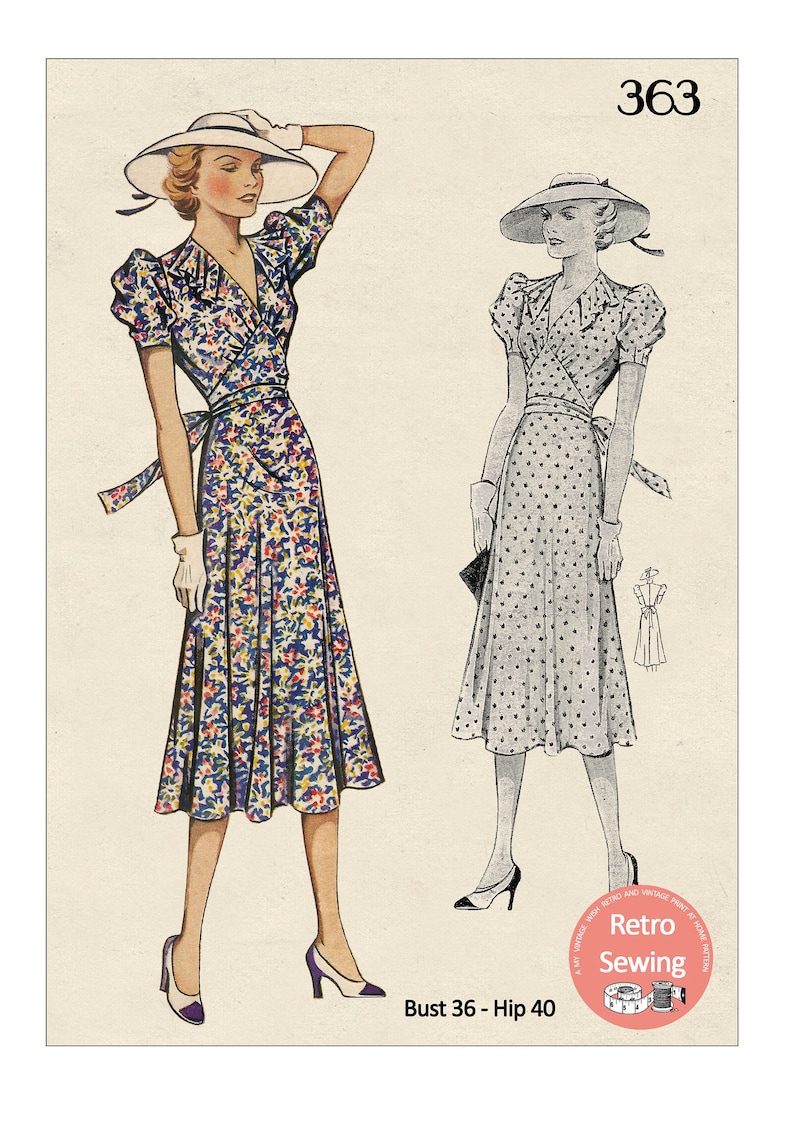 1930s Pretty Tea Frock Sewing Pattern Bust 36 Ready Printed Etsy Uk