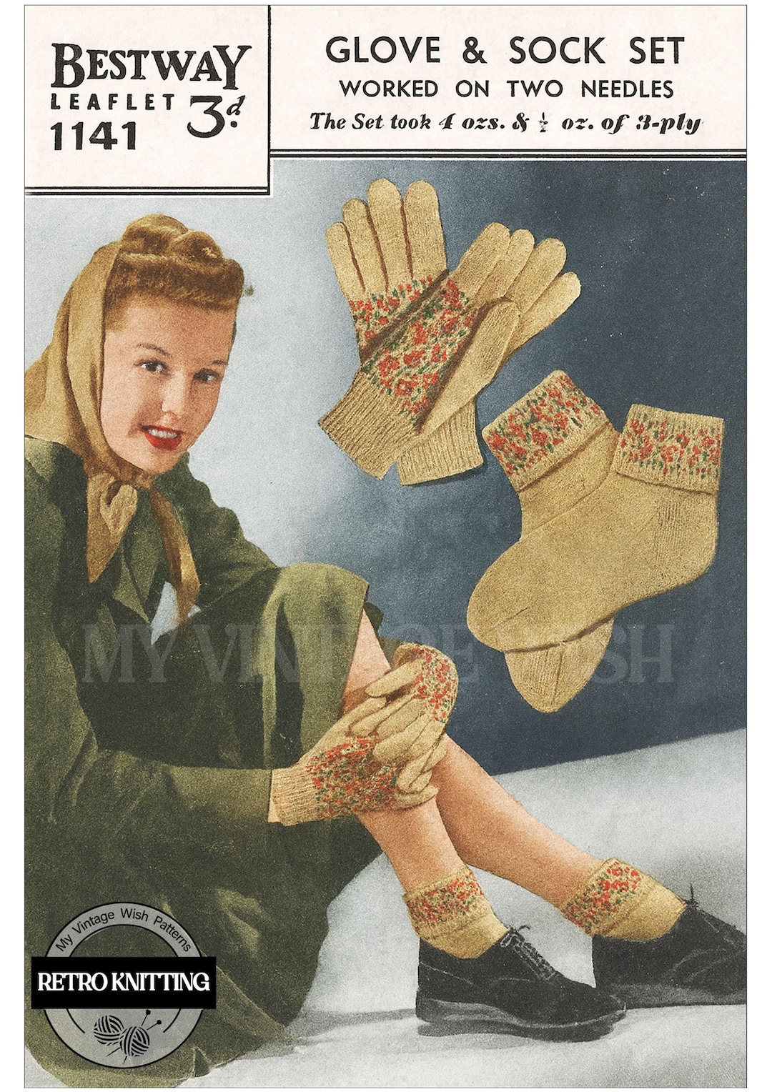 1940s Bobby Socks and Gloves Knitting Pattern | PDF Instant Download - Etsy