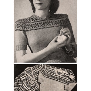1940's Wartime Knitting Pattern for a Fair Isle Twin Set Instant ...