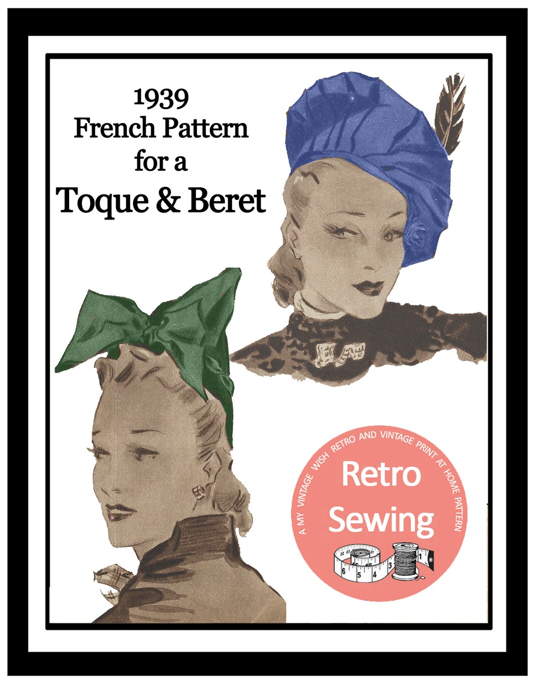 1930s Vintage French Sewing Pattern - Hat & Beret - PDF Sewing Pattern ...