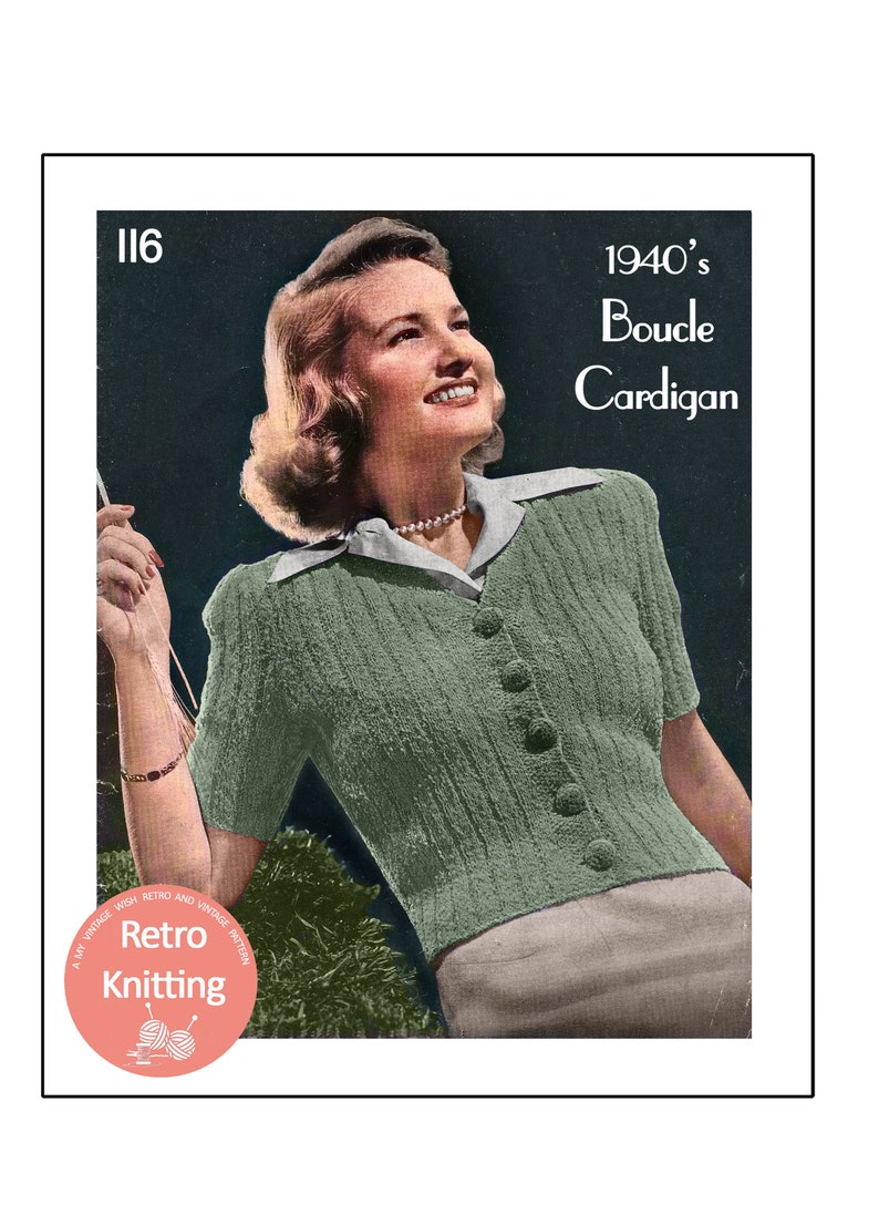 1940s Short Sleeve Cardigan PDF Knitting Pattern - Etsy